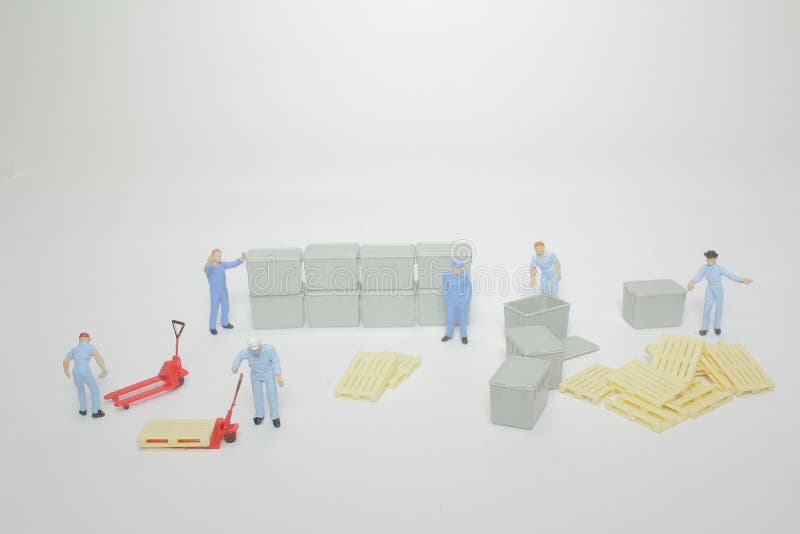 Mini Man Worker Figure Using a Trolley Stock Image - Image of storage ...