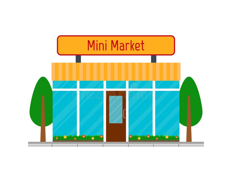 Supermarket and Mini Market Buildings. Stock Vector - Illustration of ...