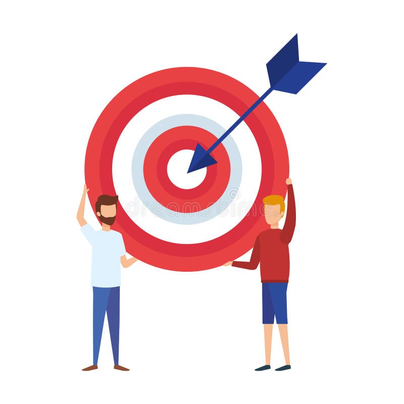 Mini Men Lifting Target with Arrow Stock Vector - Illustration of male ...