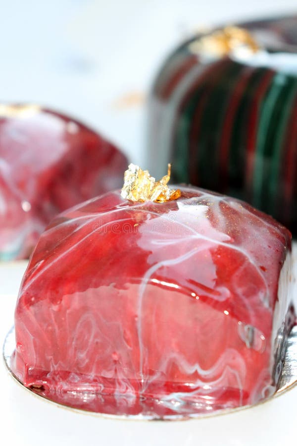 Mini Mirrored Cake Chocolate with Edible Gold Stock Image - Image of ...