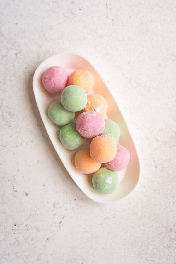 Mini Mochi dessert stock photo. Image of cream, glutinous - 147344576