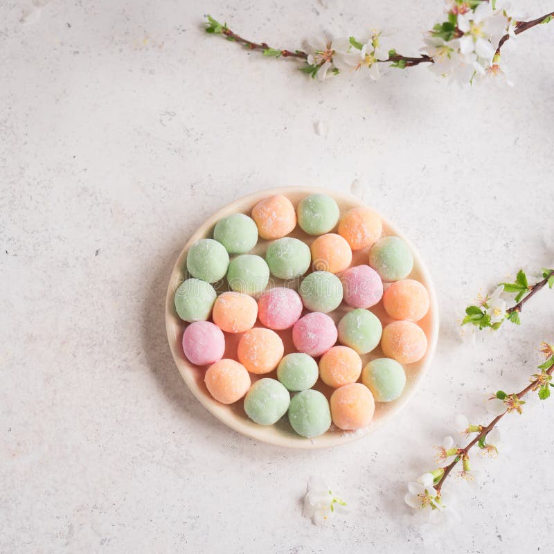 Mini Mochi dessert stock image. Image of green, appetizer - 147344583