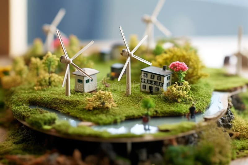 Mini Model Wind Farms. the Notion of Climate Solutions Stock ...