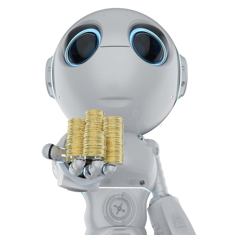 Mini Monedas De Oro Del Control Del Robot Stock de ilustración ...