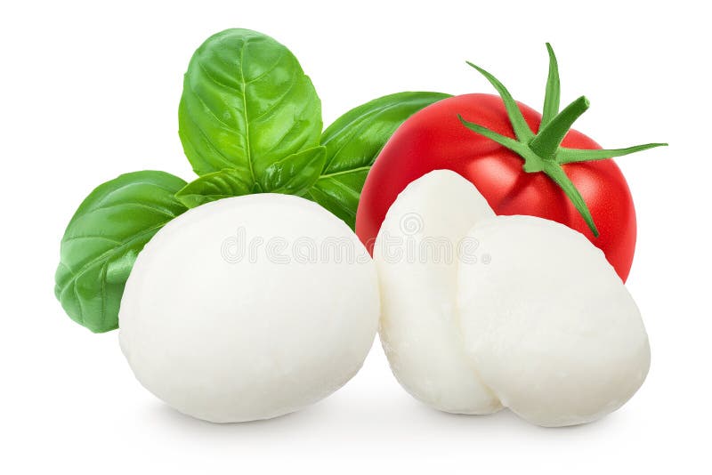 Mini Mozzarella Balls Isolated on White Background with Full Depth of ...