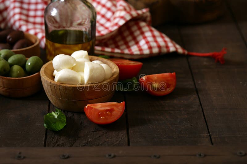 Mini mozzarella cheese stock image. Image of food, traditional - 166315771