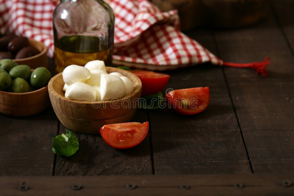 Mini mozzarella cheese stock image. Image of food, traditional - 166315771
