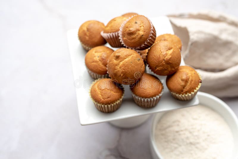 Mini Muffins in Paper Cupcake Holder Stock Image - Image of closeup ...
