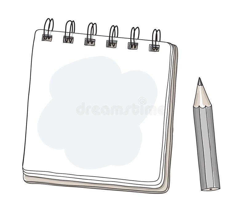Mini Notebook Hand Drawn and Pencil Vector Line Art Illustration Stock ...