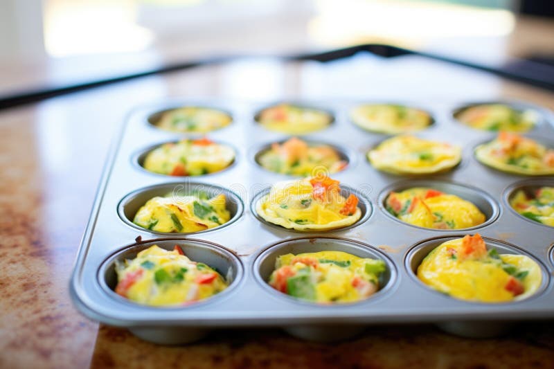 Mini Omelettes in Muffin Tin, Out of the Oven Stock Image - Image of ...