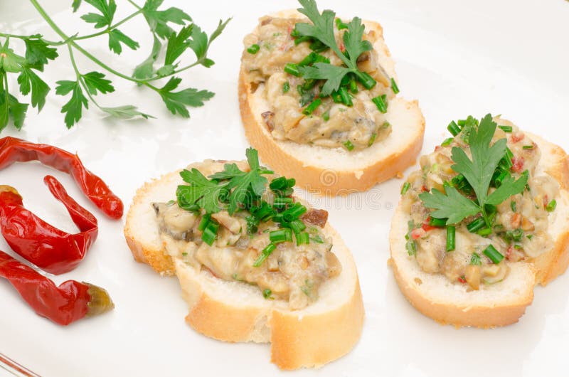 Mini Open Sandwich Sandwiches with Fish Paste Stock Photo - Image of ...