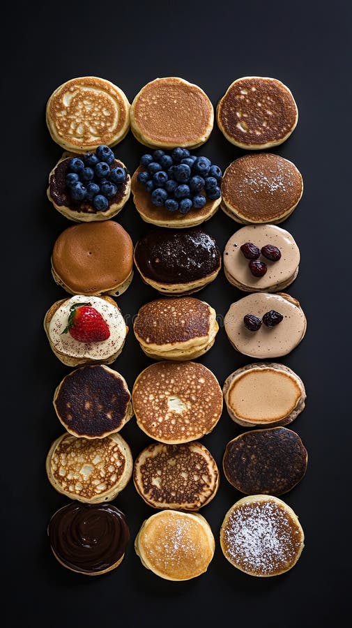 Mini Pancake Variations Served in Sky Kitchen. Stock Photo - Image of ...