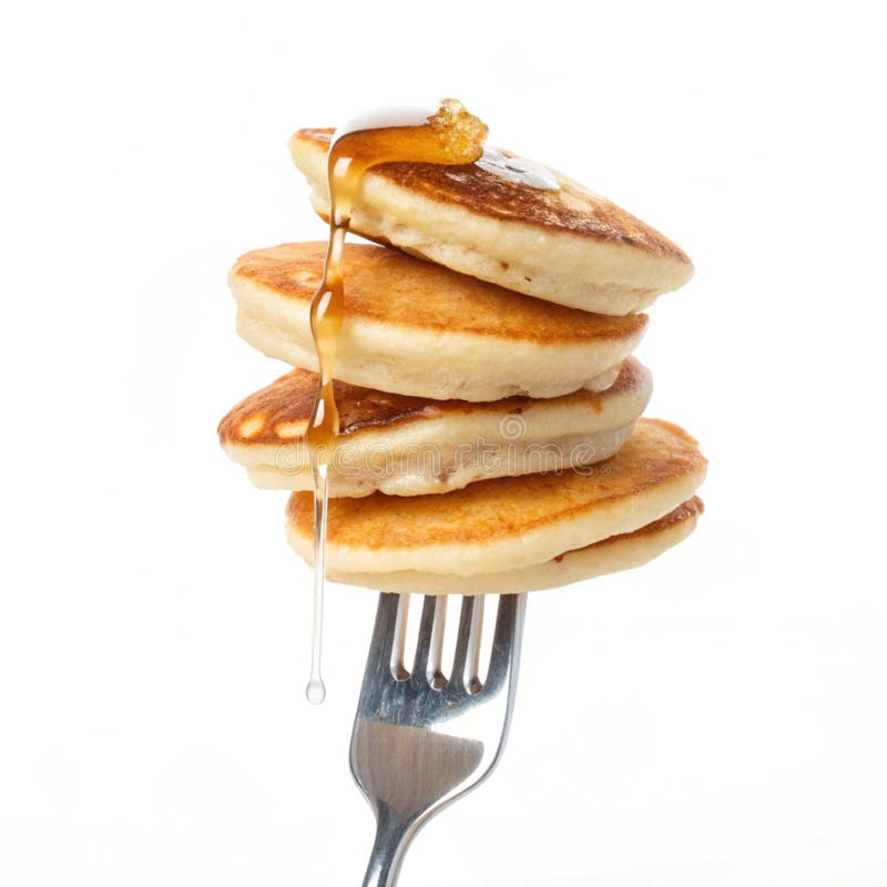 Mini Pancakes on a Fork Isolated on White Background Stock Illustration ...