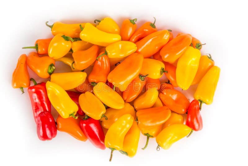 Mini Zoete Rode, Gele En Oranje Paprika's, Rauwe Pittige Voeding Stock ...
