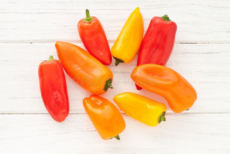 Mini Paprika on a White Wooden Table Stock Image - Image of vegan ...