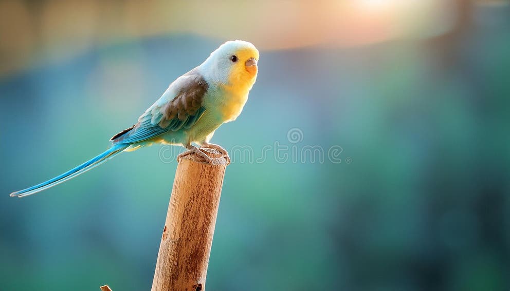 The Mini Parrot Bird on Stick Tree Stock Illustration - Illustration of ...