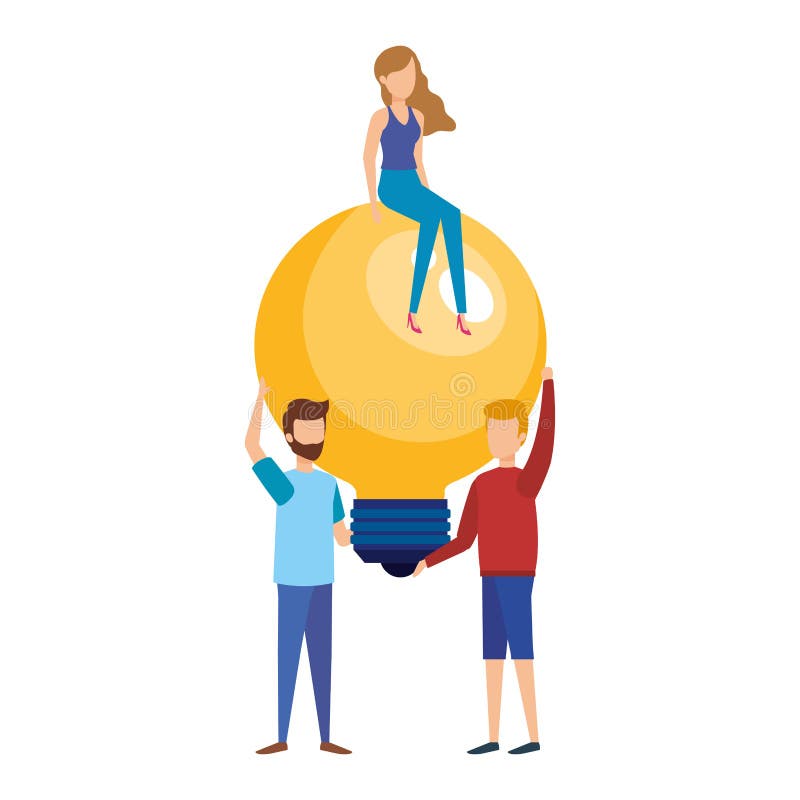 Mini People Create Idea To Success. Business Illustration Vector ...