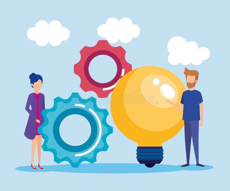 Mini People with Bulb Light Idea Vector Illustration Design Vector ...