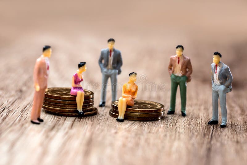 Mini People with Coins on the Table Stock Photo - Image of structure ...