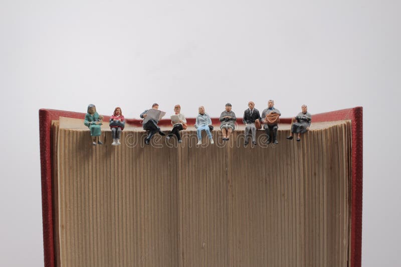 Mini People Sitting on Book Using As Background Education or Business ...