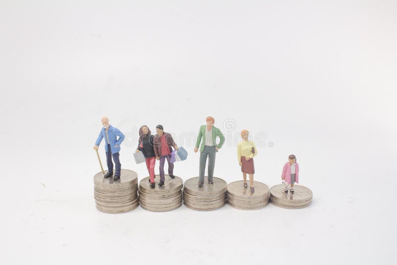 The Mini People are Standing on Piles Stock Photo - Image of people ...