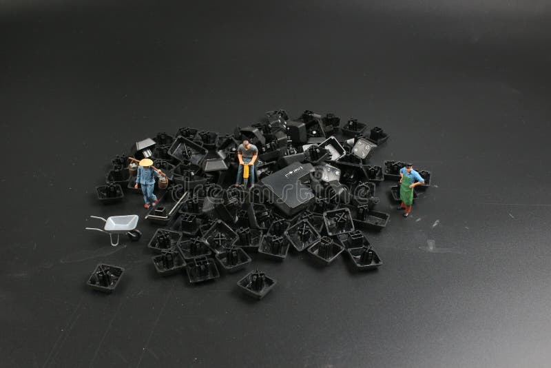 The Mini People Work on Computer Key Board Stock Photo - Image of macro ...