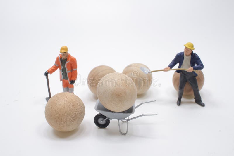 A Mini People Worker Move Wood for Import and Export Stock Photo ...