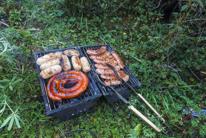 Mini Picnic Grill, Ideal for Backpackers Stock Photo - Image of camping ...