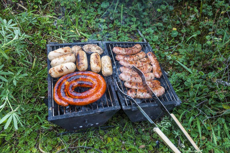 Mini Picnic Grill, Ideal for Backpackers Stock Image - Image of food ...
