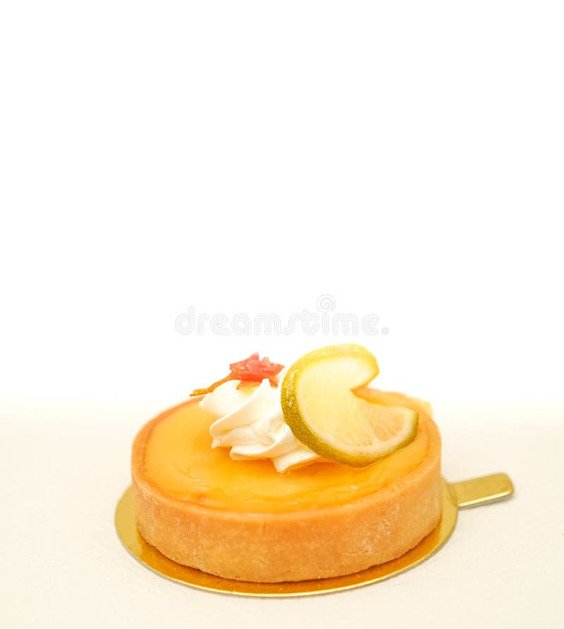 Mini Piece Round Yellow Lemon Tart on Table Stock Photo - Image of ...