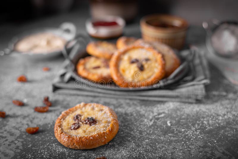 Mini pies with jam stock photo. Image of dinner, dish - 248274848