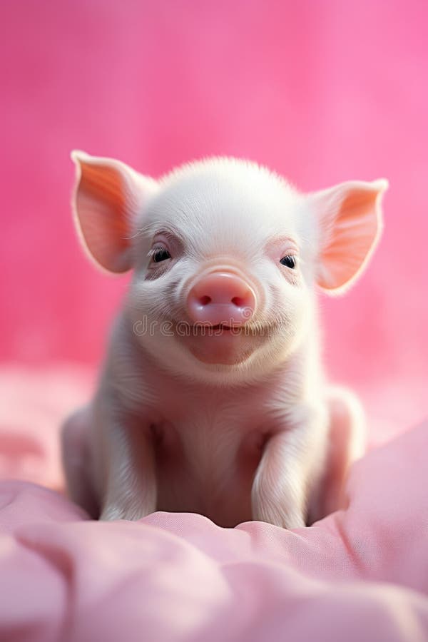 A Mini Pig, Smiling AI Generative Stock Illustration - Illustration of ...