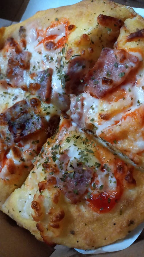 Mini Pizza with Mayonnaise Sausage and Sauce Stock Image - Image of ...