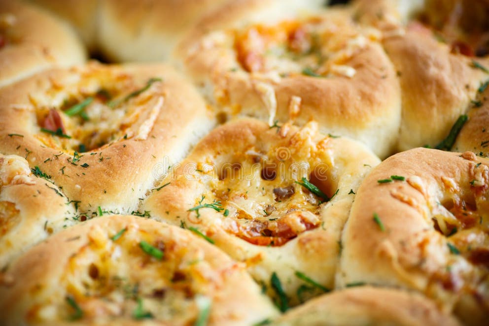 Mini Pizzas Baked Stuffed with Cheese Stock Photo - Image of fast ...