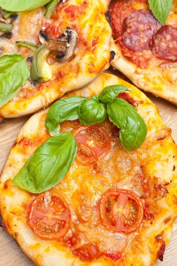 Mini Pizzas Close up stock image. Image of food, mozzarella - 42619631