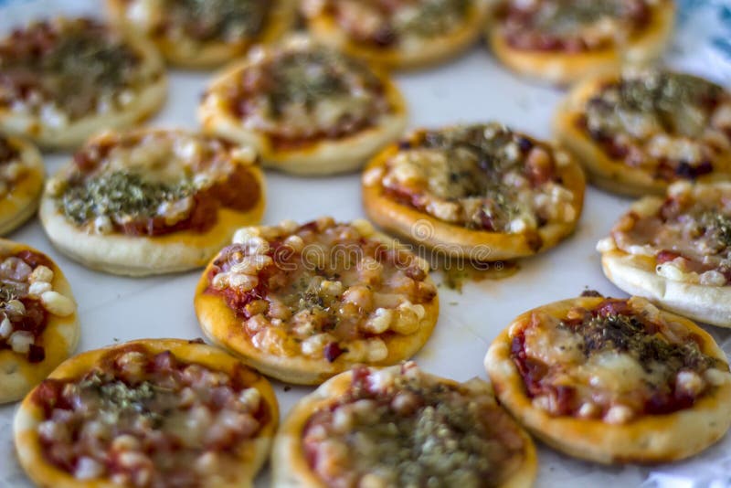 Mini pizzas stock image. Image of baked, fresh, cheese - 124119733