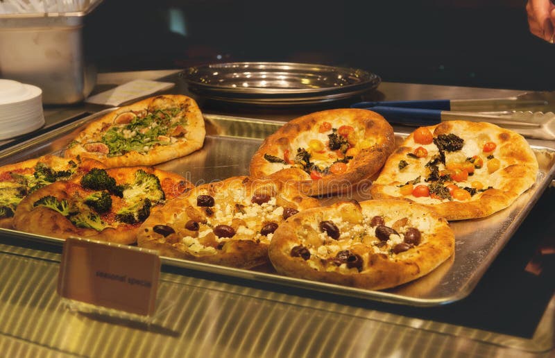 Mini Pizzas stock image. Image of food, tray, restaurant - 40682701