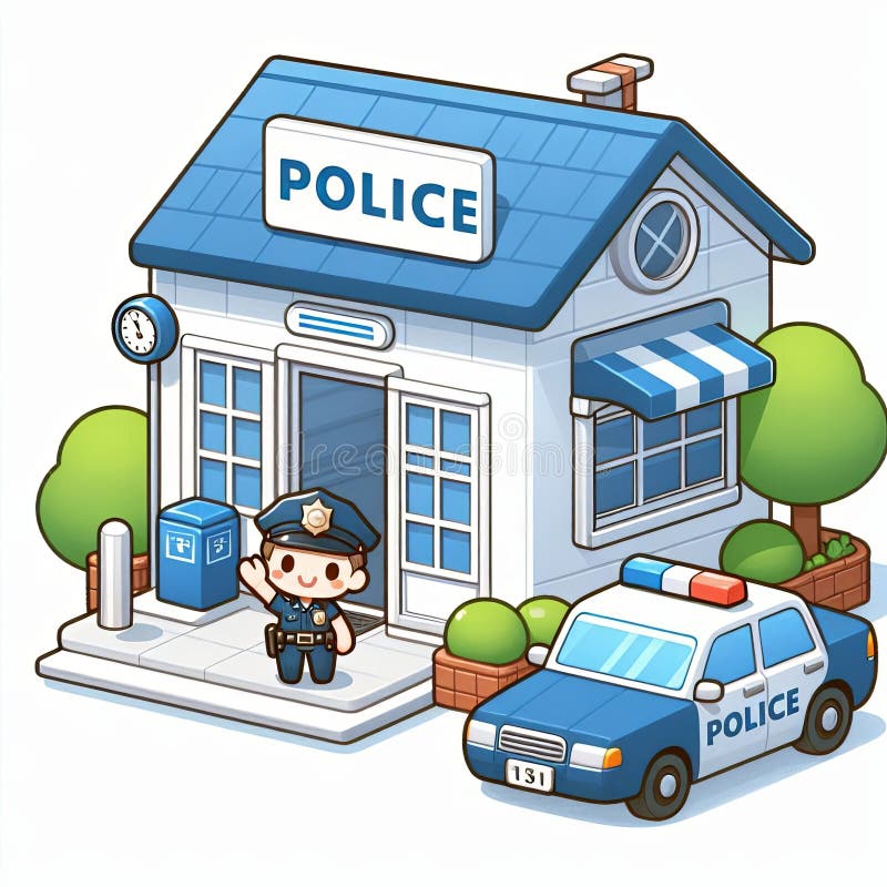 Mini Police Headquarters stock illustration. Illustration of order ...