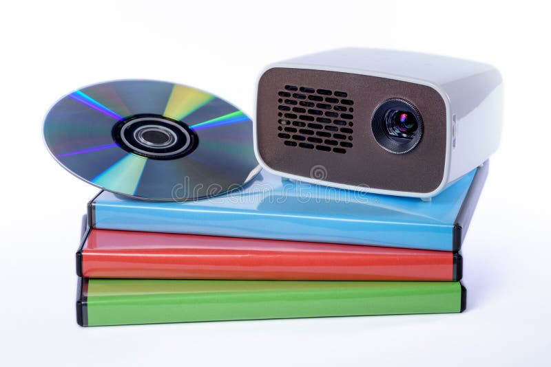 Mini Projector Dvd Dvd Cases Isolated White Background Stock Photos ...