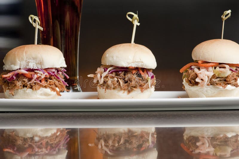Mini Pulled Pork Sandwiches Stock Photo - Image of drink, restaurant ...