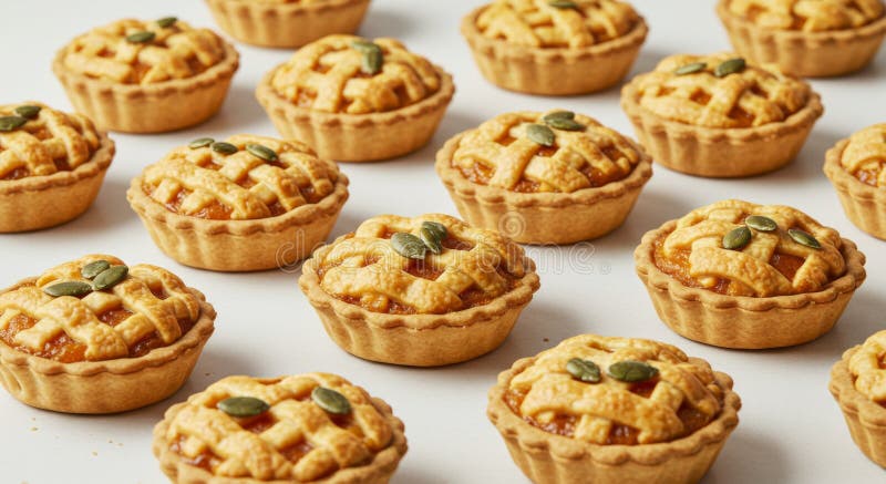 Mini Pumpkin Pies on White Background Stock Illustration - Illustration ...