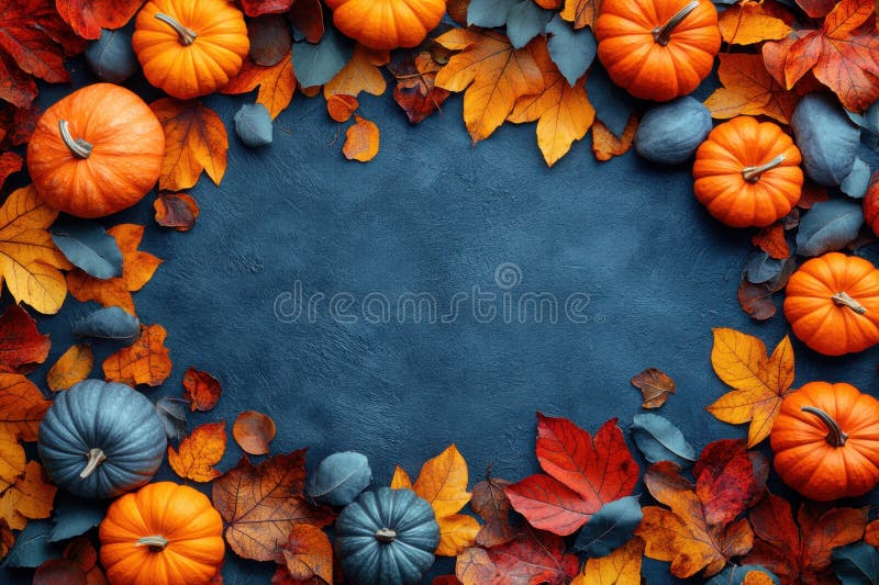 Mini Pumpkins and Leaf Decorations. Autumn Composition Frame. Free Copy ...