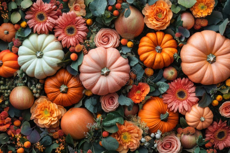 Mini Pumpkins and Leaf Decorations. Autumn Composition Frame. Free Copy ...