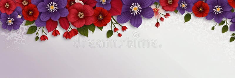 Mini Purple Flowers Theme Border and Red Ai Generated Stock ...