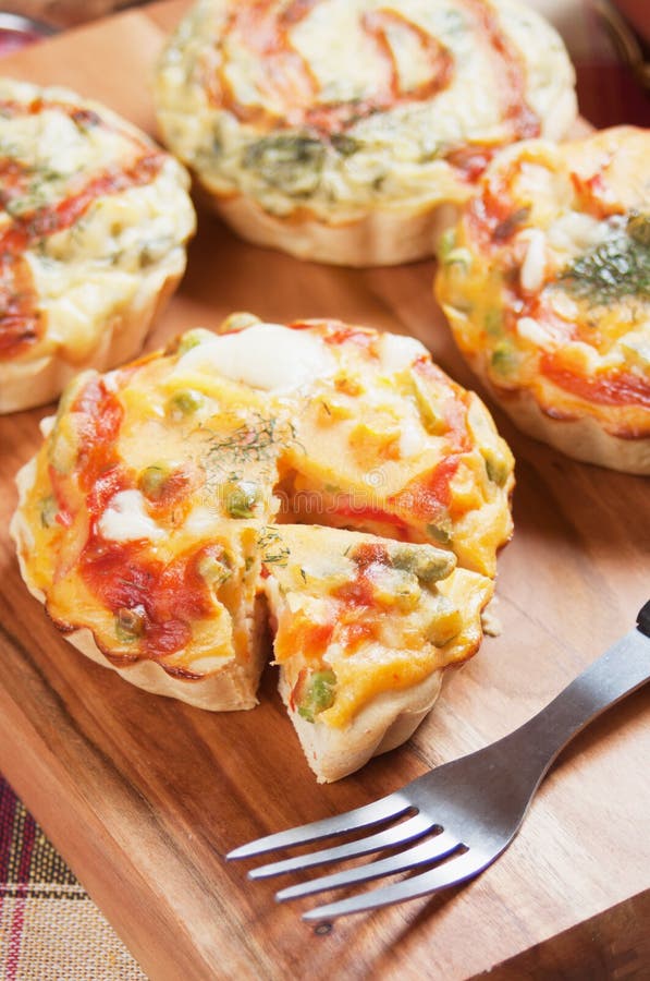 Mini Quiche Lorraine with Vegetable Stock Photo - Image of horizontal ...