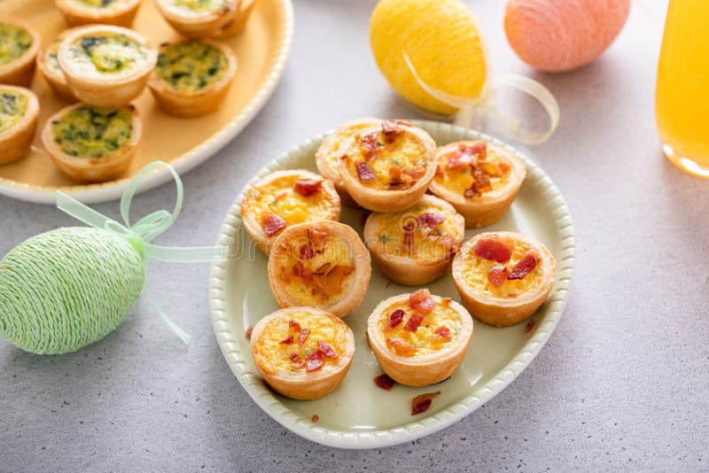 Mini Quiches with Bacon for Easter Brunch Stock Image - Image of ...