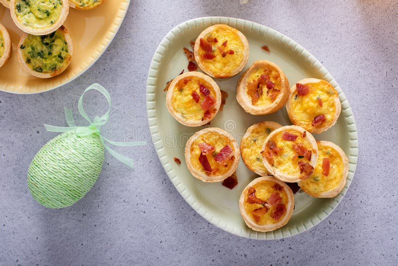 Mini Quiches with Bacon for Easter Brunch Stock Photo - Image of brunch ...