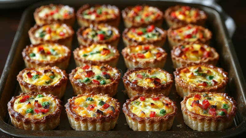 Mini Quiches on Baking Sheet Stock Image - Image of pastries, party ...