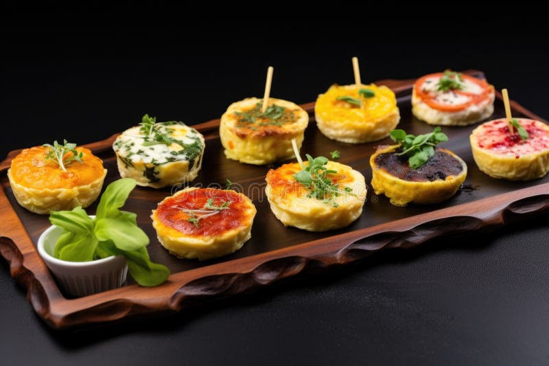 Mini Quiches on a Serving Tray, Variety of Flavors Stock Photo - Image ...