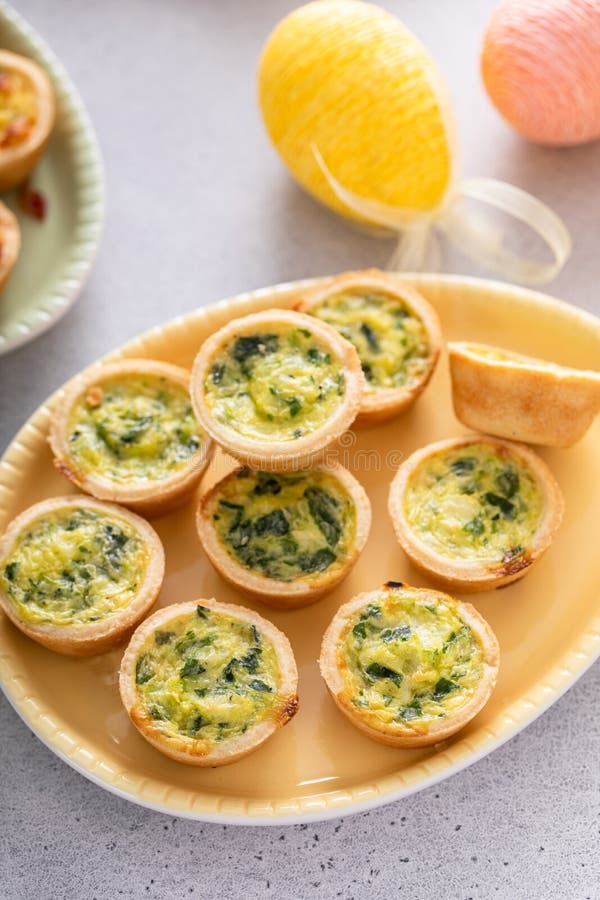 Mini Quiches with Spinach for Easter Brunch Stock Image - Image of ...